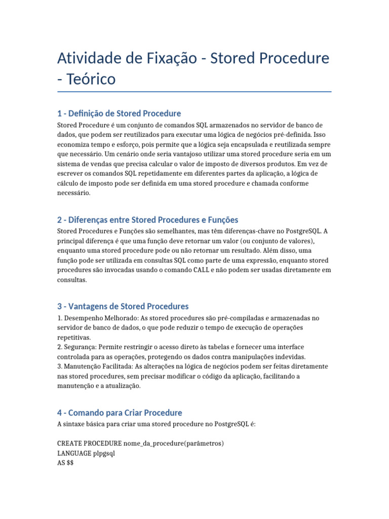 Atividade Stored Procedure | PDF