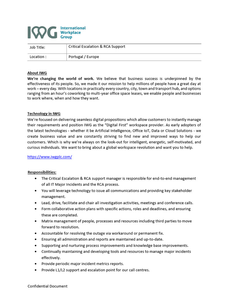 Critical Escalation & RCA Support | PDF | Computing
