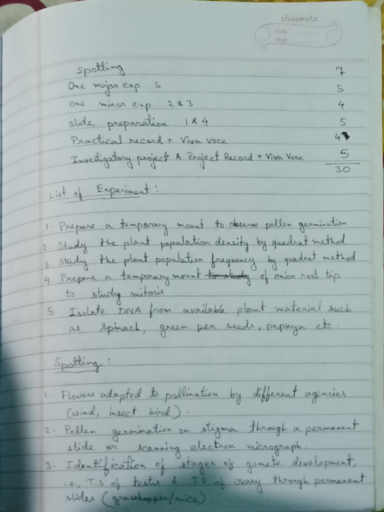 Class 12 Biology Practical Syllabus | PDF