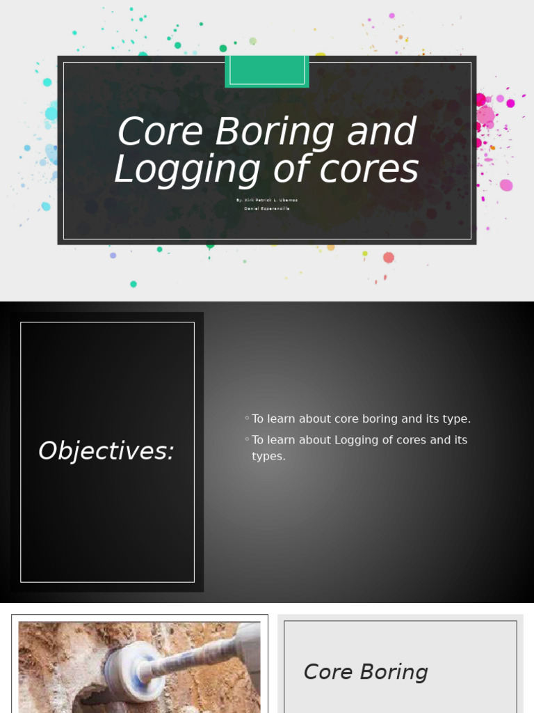 Core Boring and Logging Techniques Guide | PDF | Stratigraphy | Geology