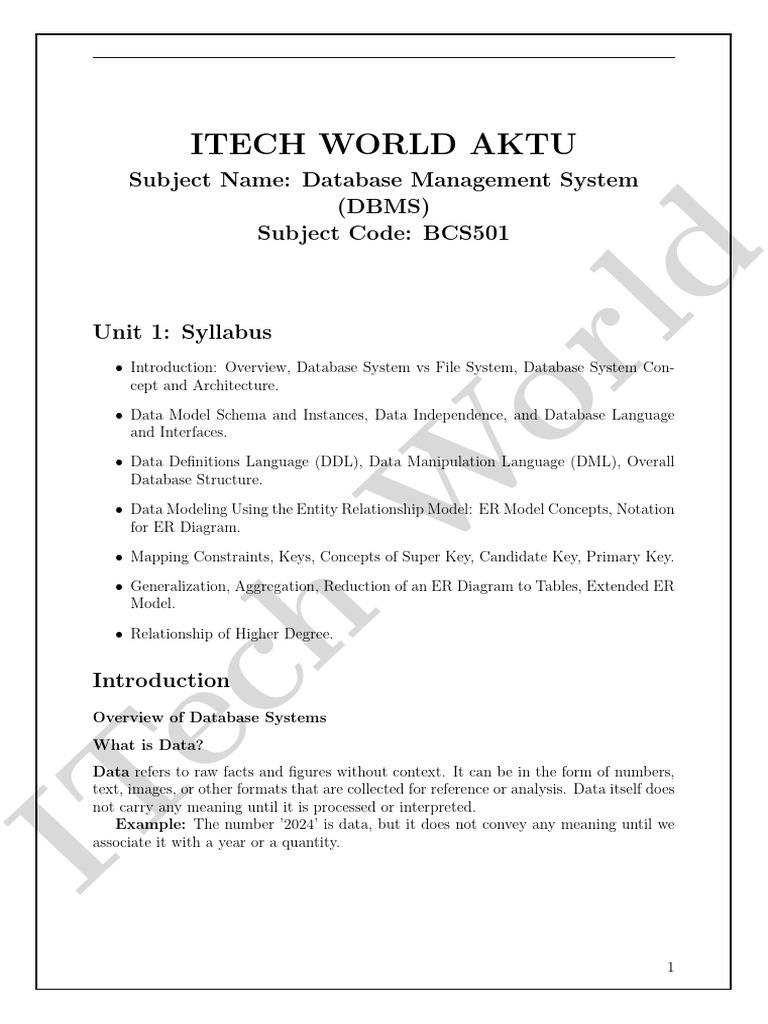 Unit 1 | PDF | Databases | Data Model