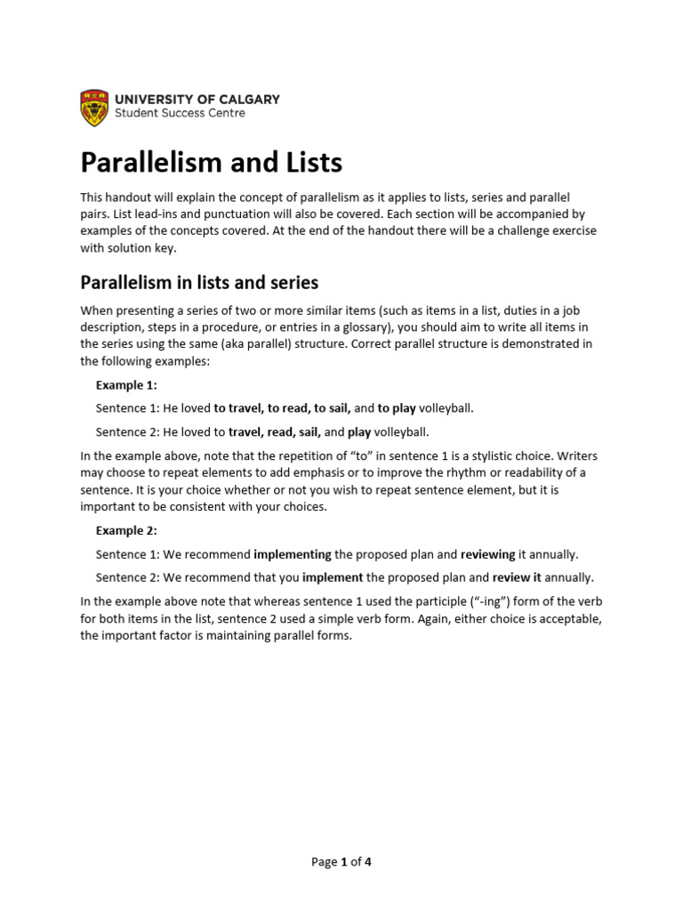 Parallelism Grammar Series | PDF | Phrase | Sentence (Linguistics)