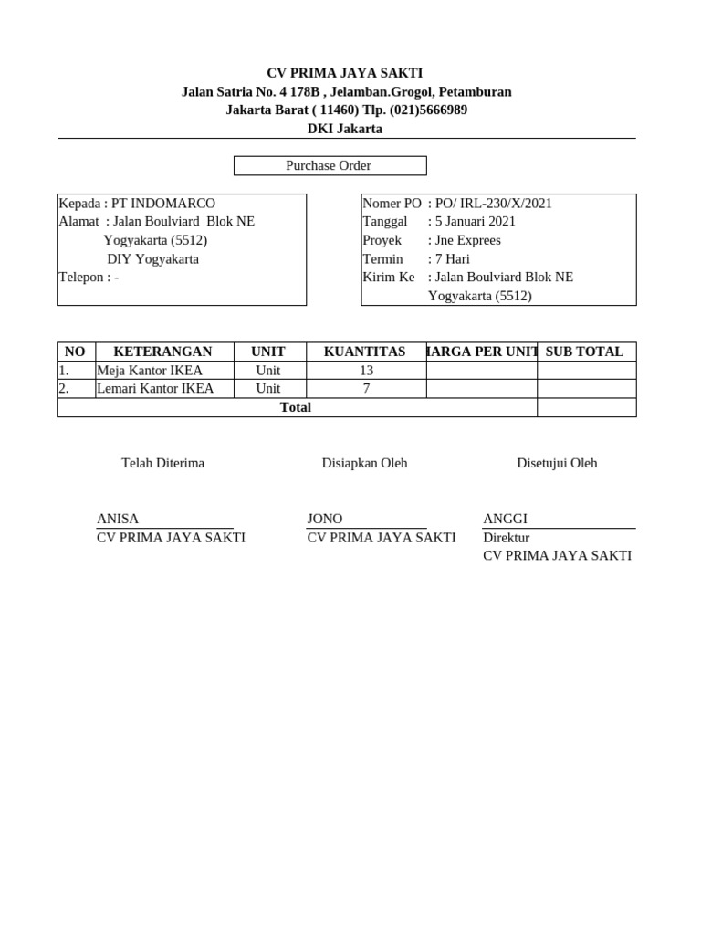 Dokumen Pemesanan, ANGGI ARIANA | PDF