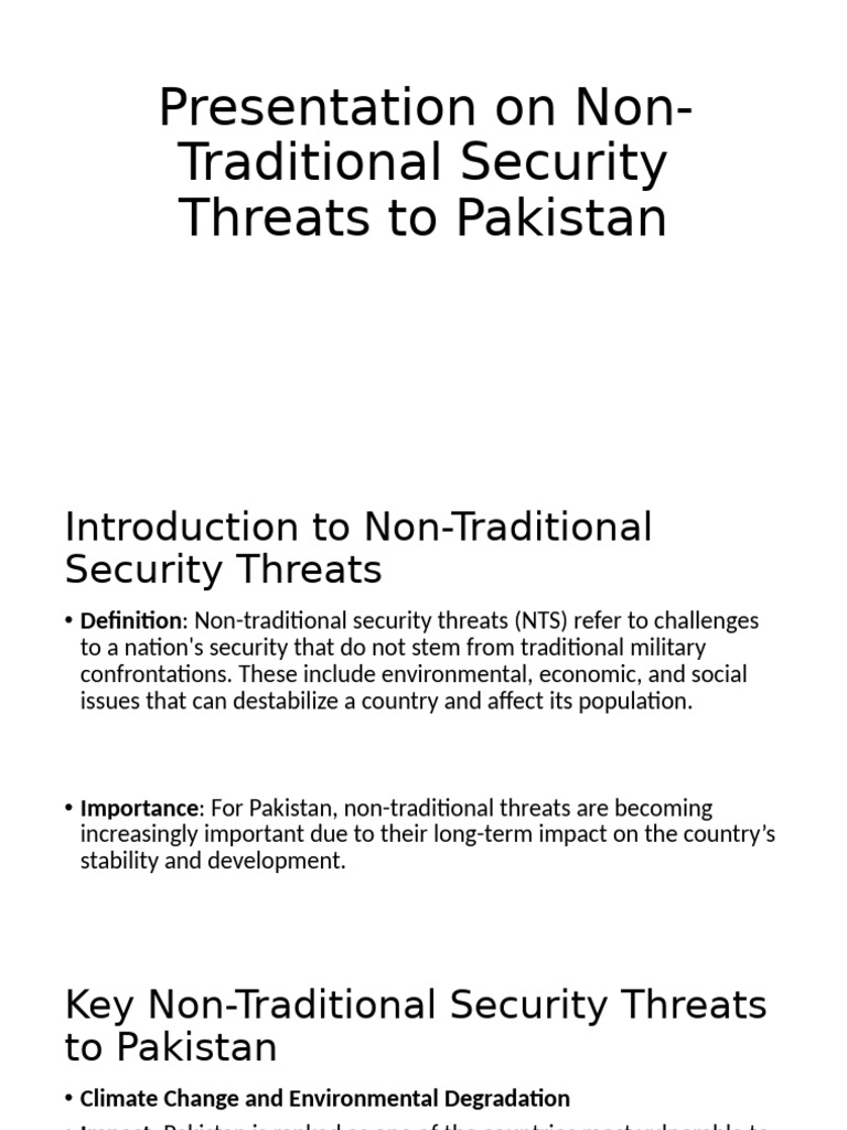 Presentation on Non-Traditional Security Threats to Pakistan | PDF ...
