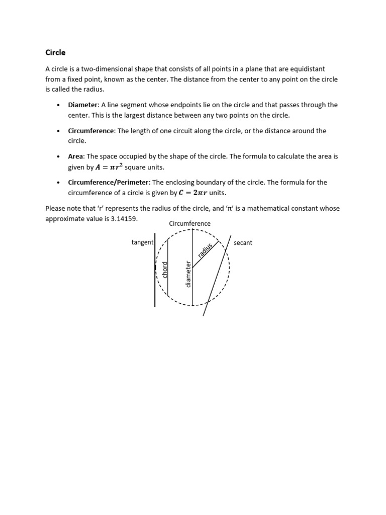 Understanding Circle Properties and Formulas | PDF