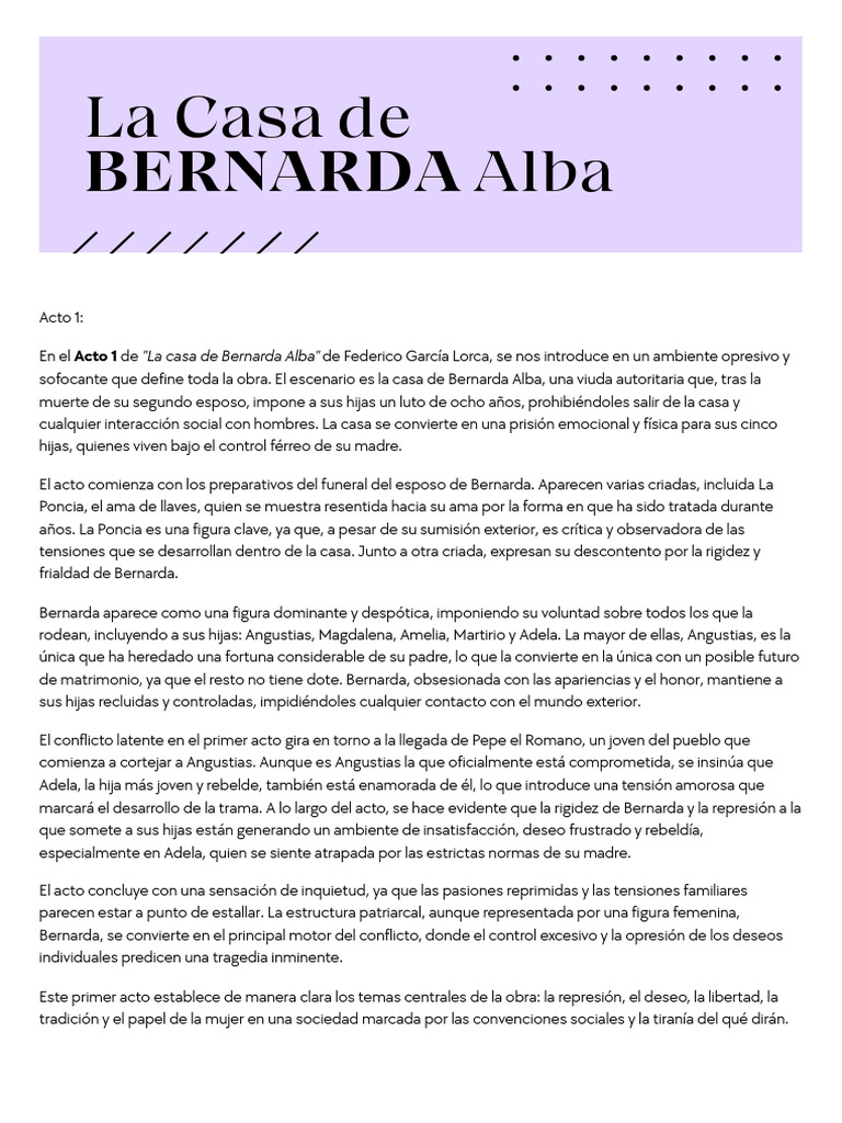 Acto 1 de La Casa de Bernarda Alba | PDF | Clásicos