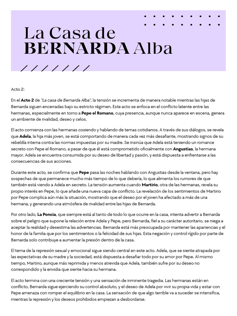 Acto 2 Bernarda Alba | PDF