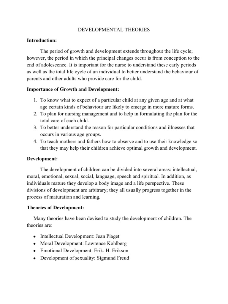 Child Development Theories Overview | PDF | Child Development ...