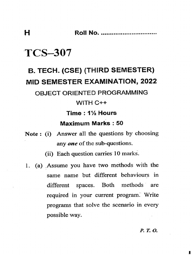tcs307 Midsem 2022 | PDF
