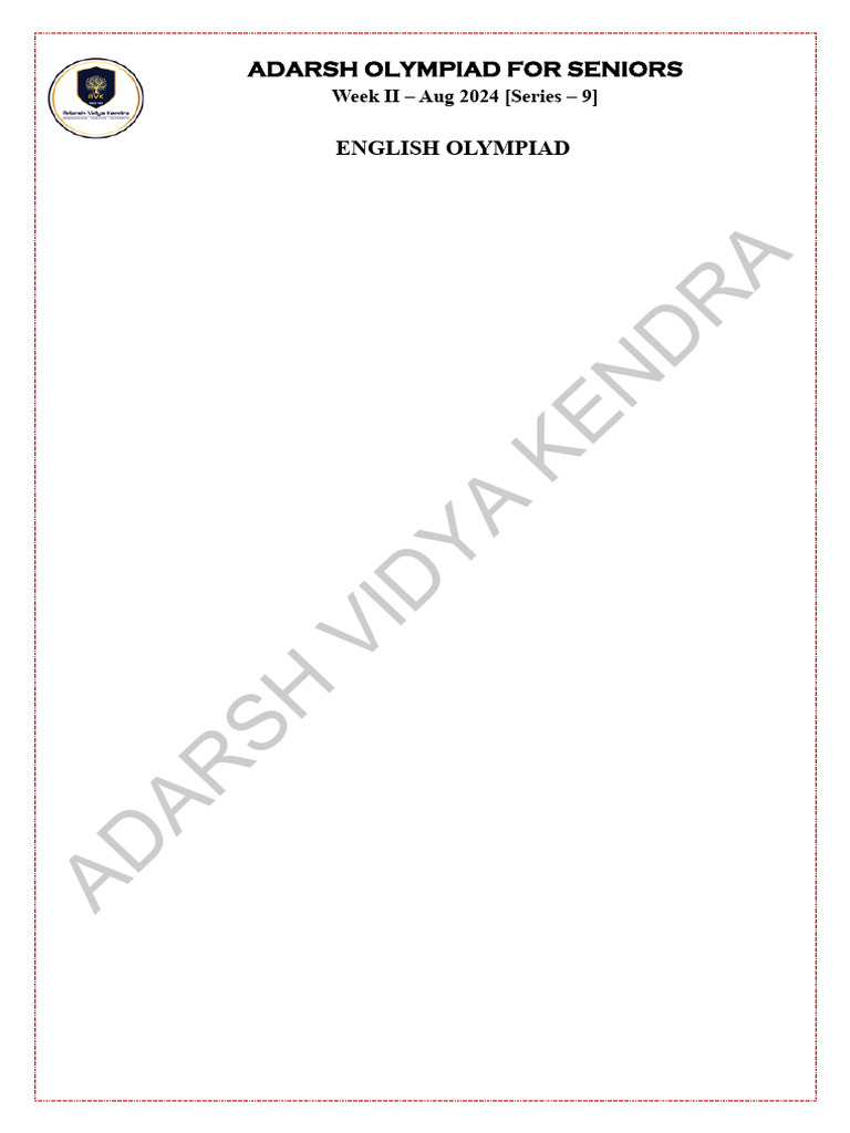 Adarsh Olympiad For Seniors | PDF | Adverb | Carbon