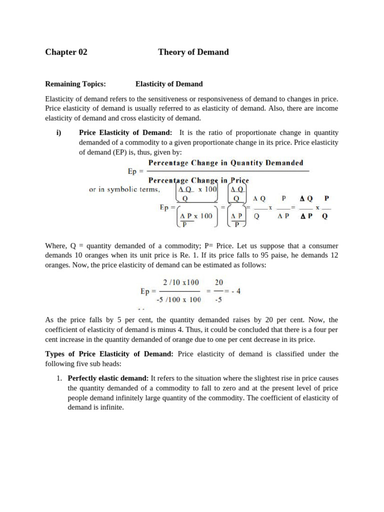 Chapter 04 Elasticity of Demand | PDF | Elasticity (Economics) | Demand