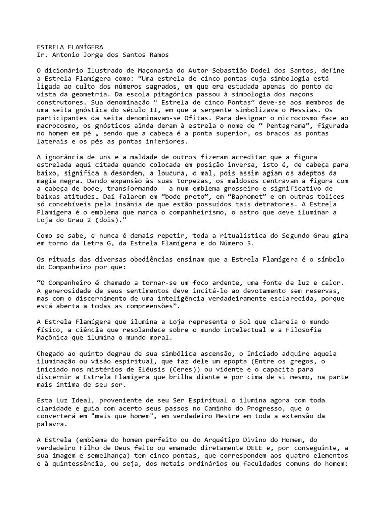 Significado da Estrela Flamígera na Maçonaria | PDF | Maçonaria | Loja ...