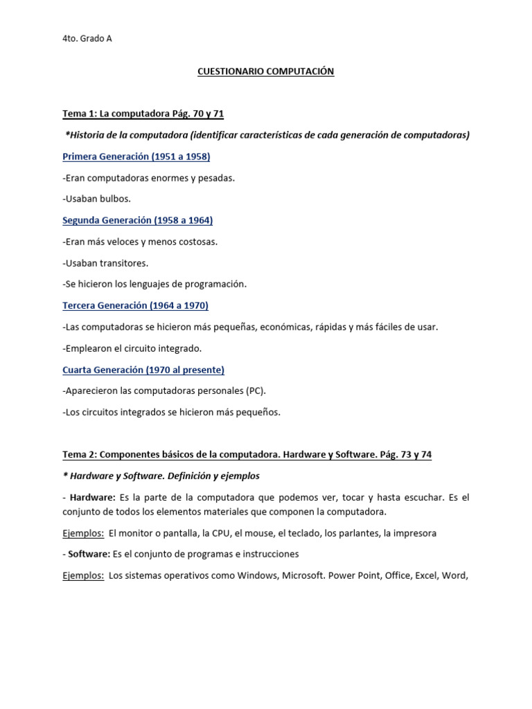 Cuetionari de Compu | PDF