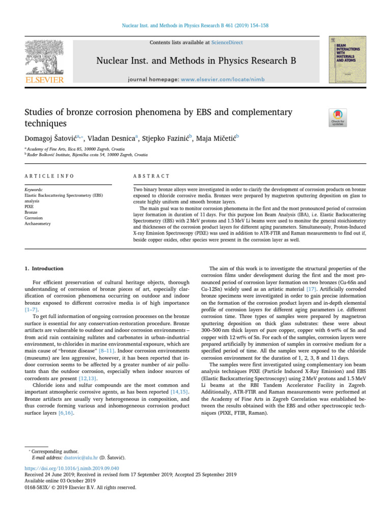 Studies of Bronze Corrosion | PDF | Corrosion | Spectroscopy
