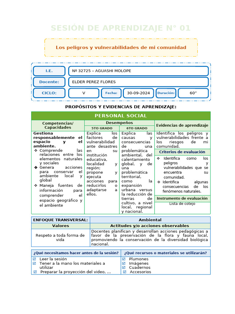 Sesiones de Aprendizaje - Semana 1 - UD VII - Editora Quipus Perú | PDF | Evaluación | Aprendizaje