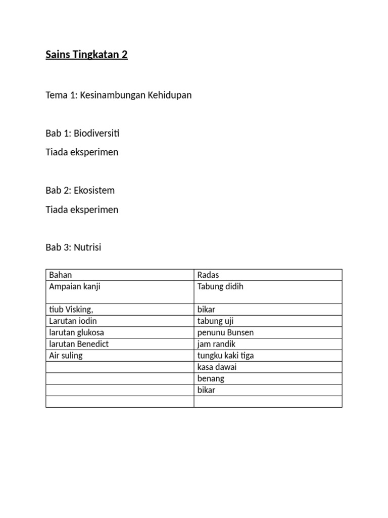 Lab Sains Tingkatan 2 | PDF | Sains & Matematika