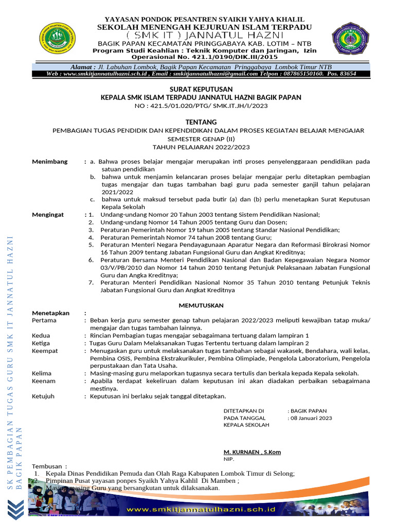 SK Tugas SMT Genap 2022-2023 | PDF
