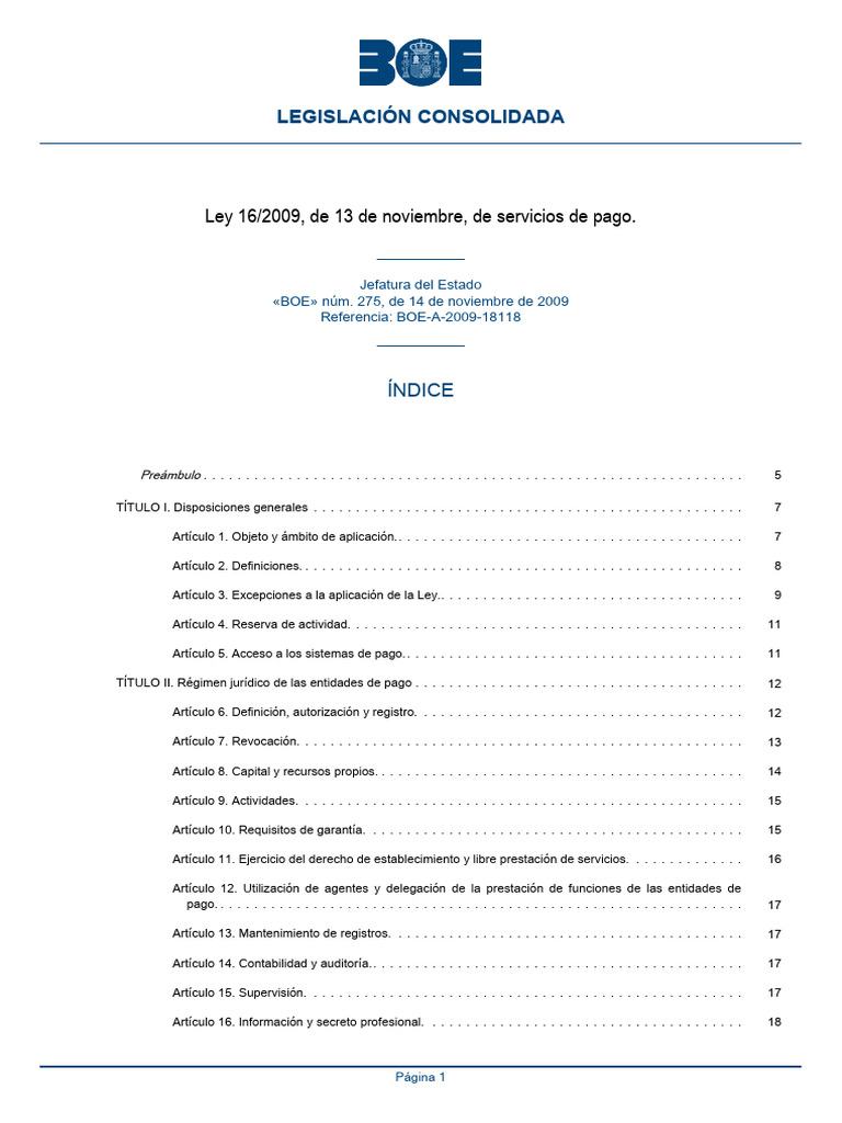 BOE-A-2009-18118-consolidado BANCO 44 | PDF | Pagos | Bancos