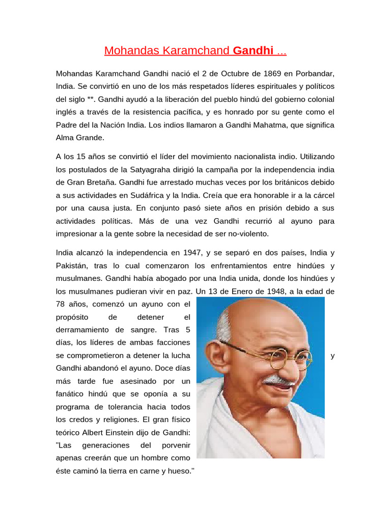 BIOGRAFIA DE GHANDY | PDF