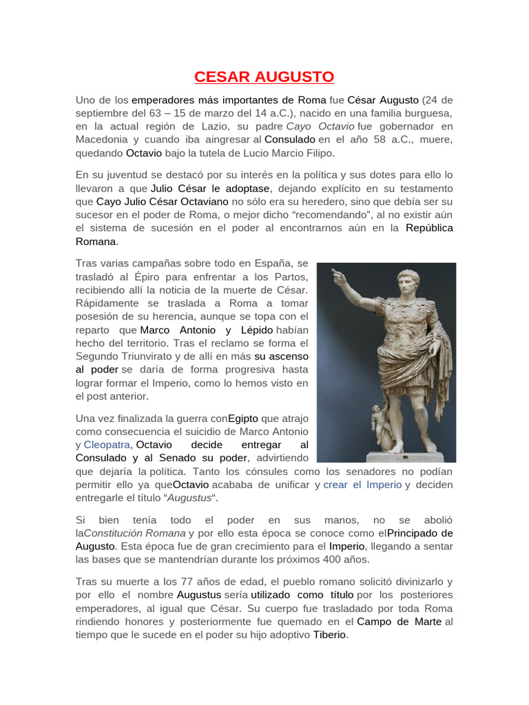 Biografía de César Augusto | PDF