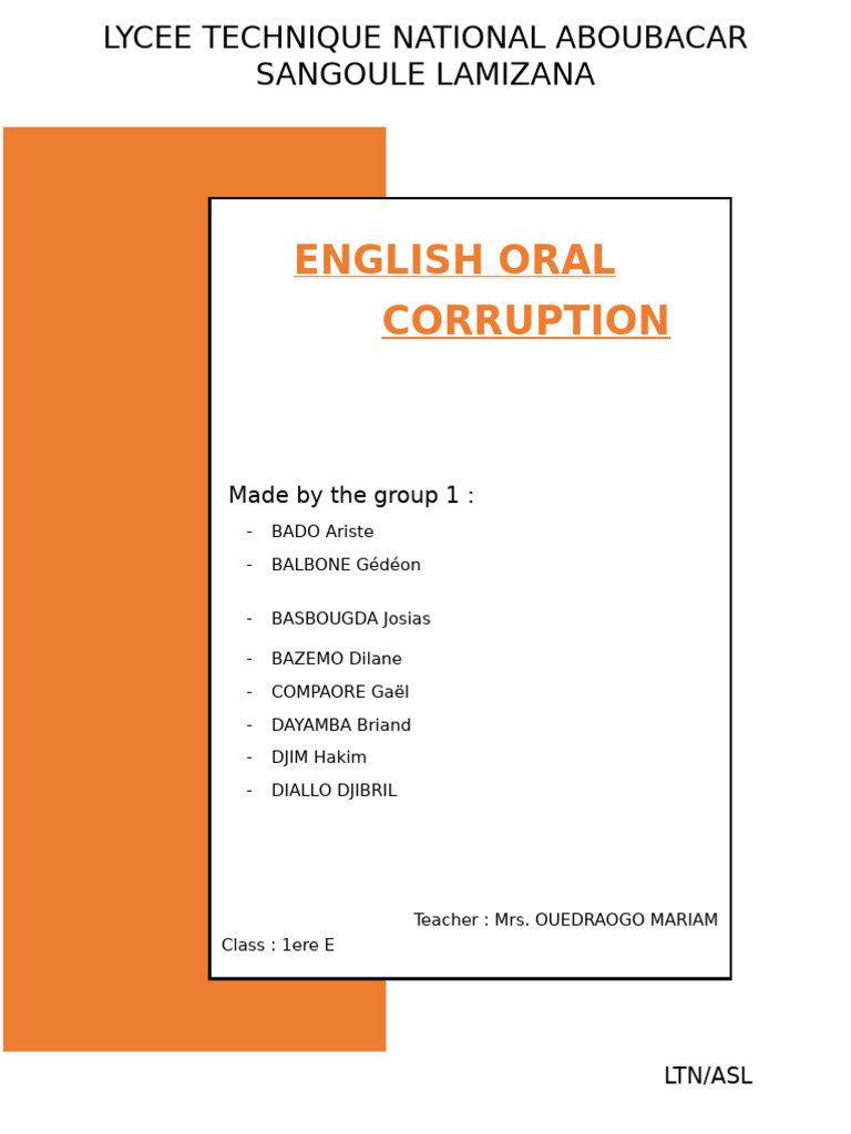 English Oral Corruption | PDF | Corruption | Bribery