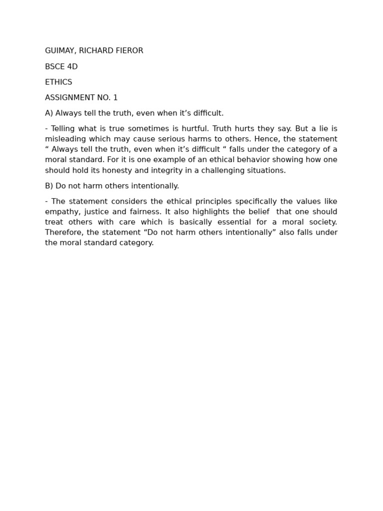 Ethics Assignment | PDF
