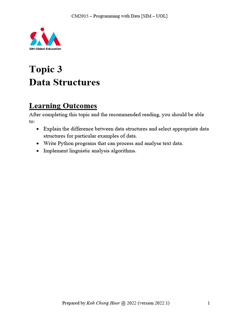 03 - CM2015 - Data Structures (2022-10) | PDF | Xml | Json