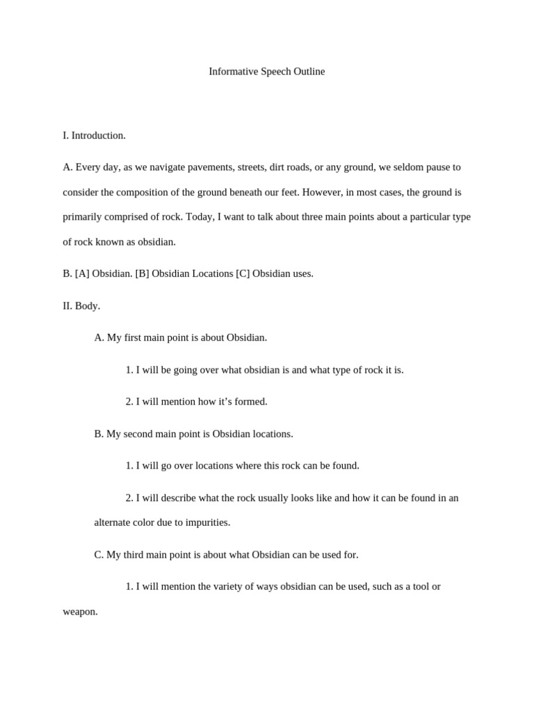 FORMAL OUTLINING Informative Speech | PDF | Social Science