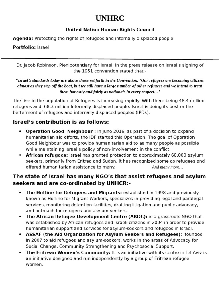 my position paper | PDF | Refugee | United Nations High Commissioner For Refugees