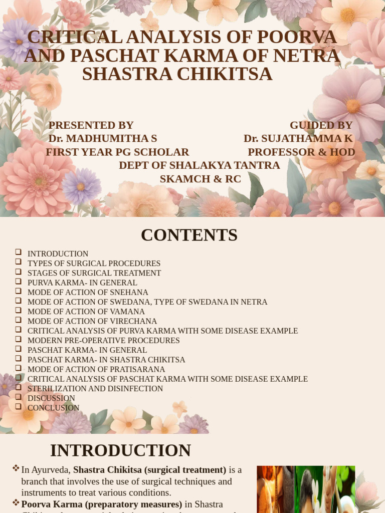 Critical Analysis of Poorva and Paschat Karma Madhu | PDF | Surgery ...