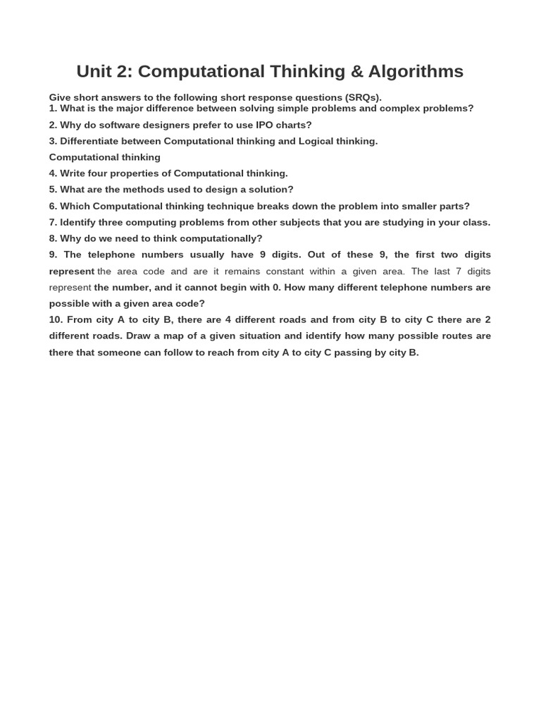 Unit 2 | PDF | Thought | Algorithms