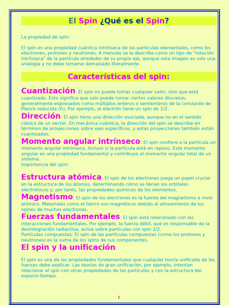 El Spin 0 | PDF | Spin (Física) | Partículas fisicas