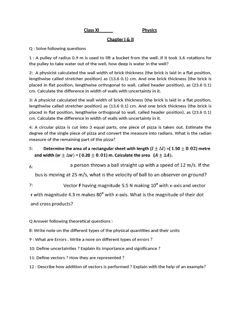 Class XI-Physics Chap-1-2 | PDF