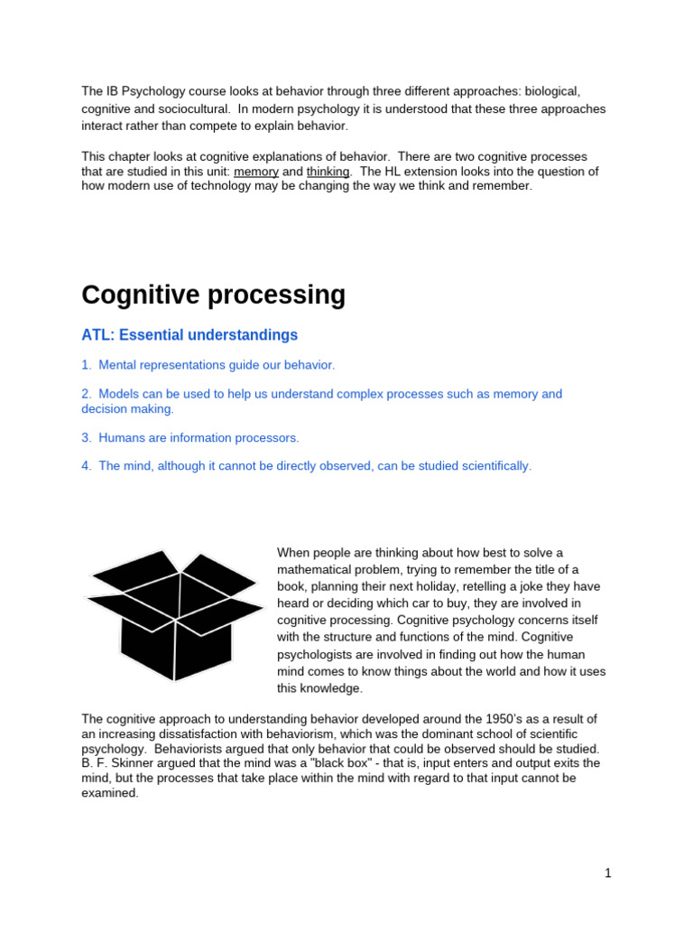 Unit 2 - Cognitive Approach | PDF | Memory | Cognition