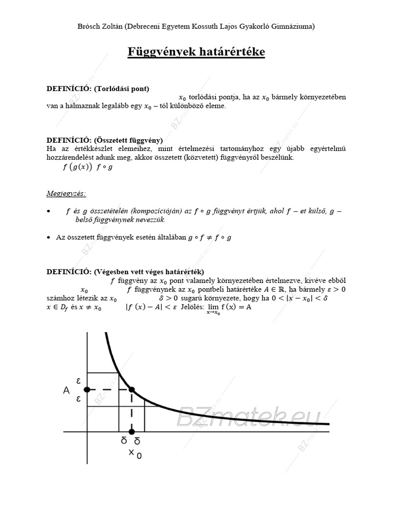 Analizis I. Fuggvenyek Hatarerteke E - Jav | PDF