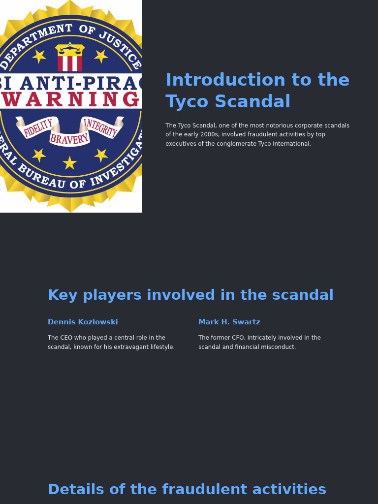 Tyco Scandal Scam | PDF | Corporate Governance | Stocks