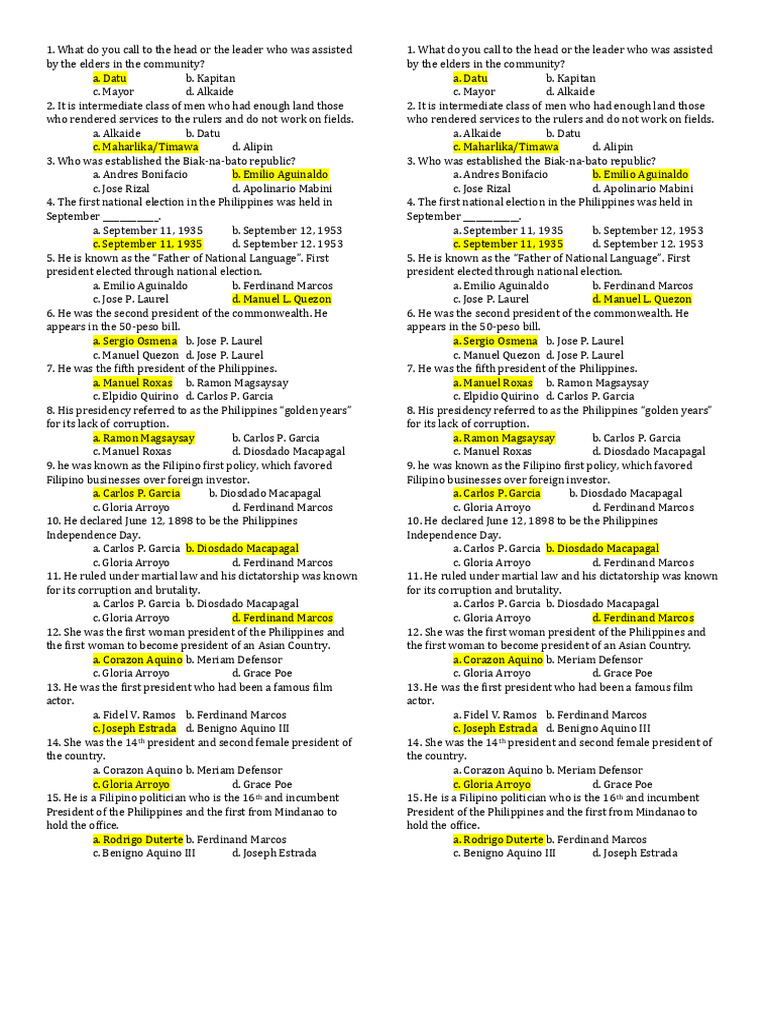 Remedial - PolGov | PDF | President Of The Philippines | World Politics