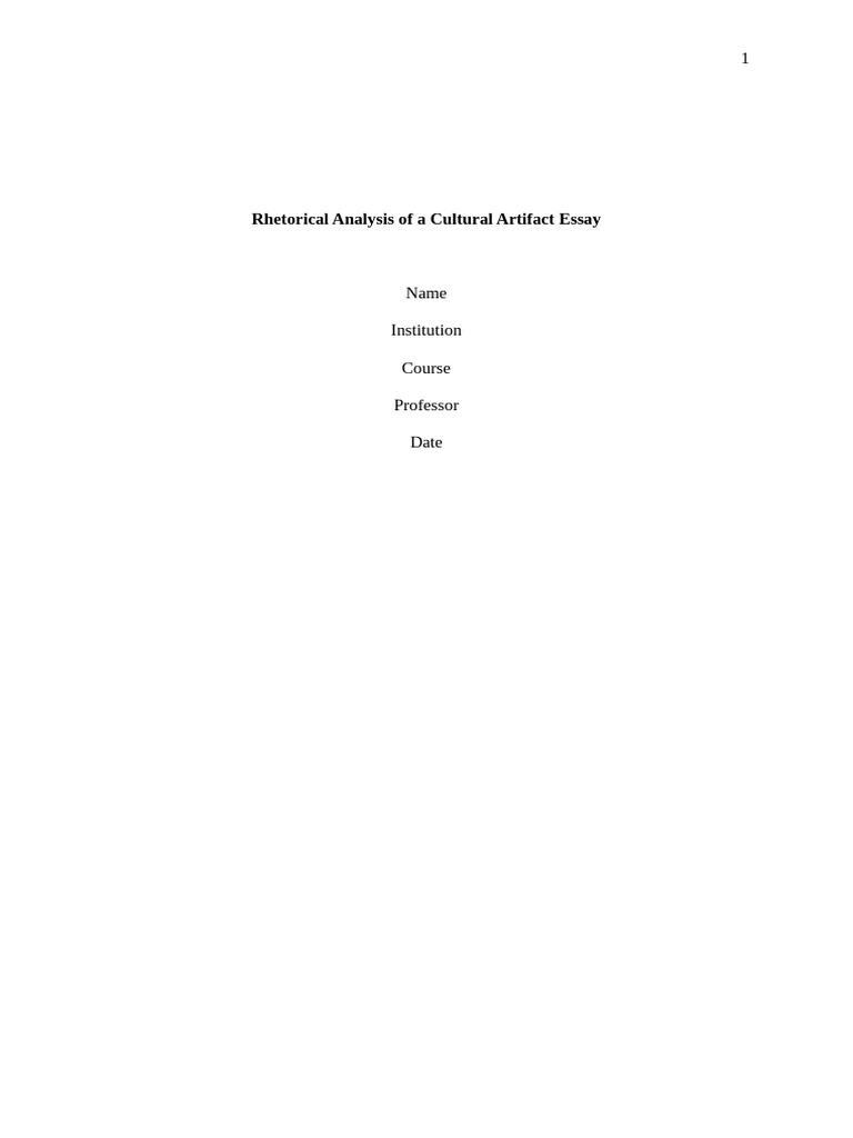 Rhetorical Analysis of A Cultural Artifact | PDF