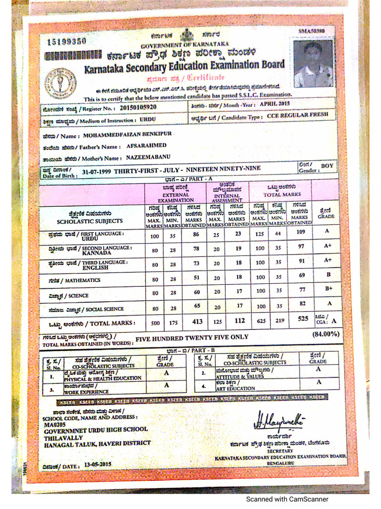 SSLC and Puc Certificate | PDF