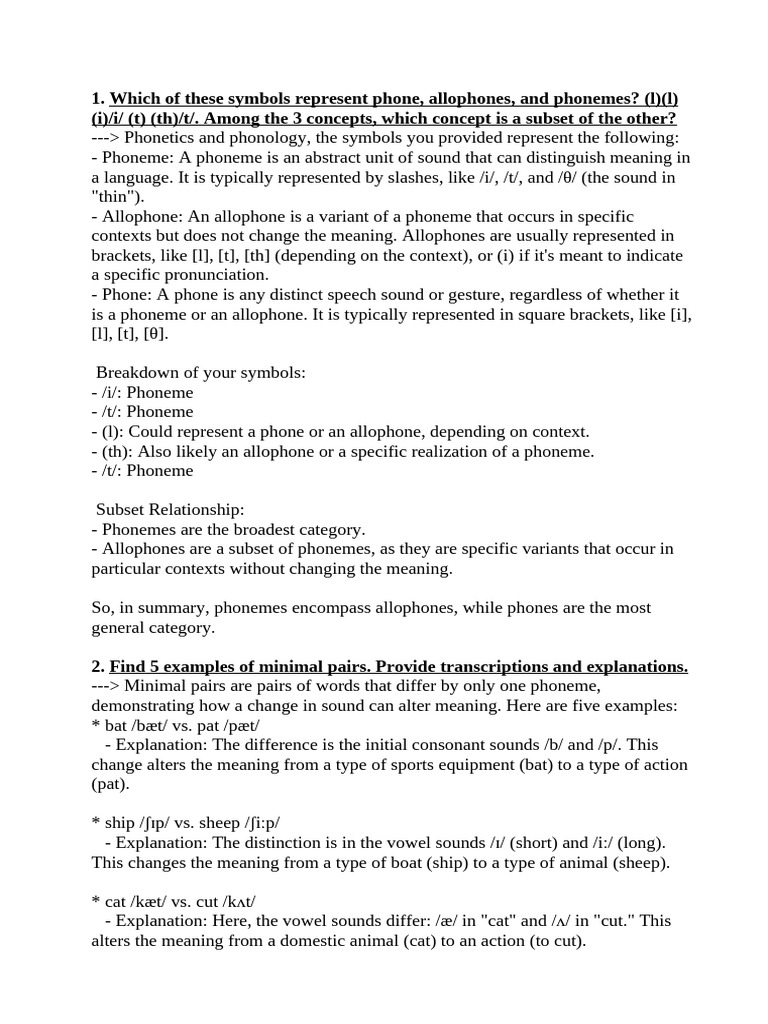 Phonemes, Allophones, and Minimal Pairs | PDF | Phoneme | Language Families