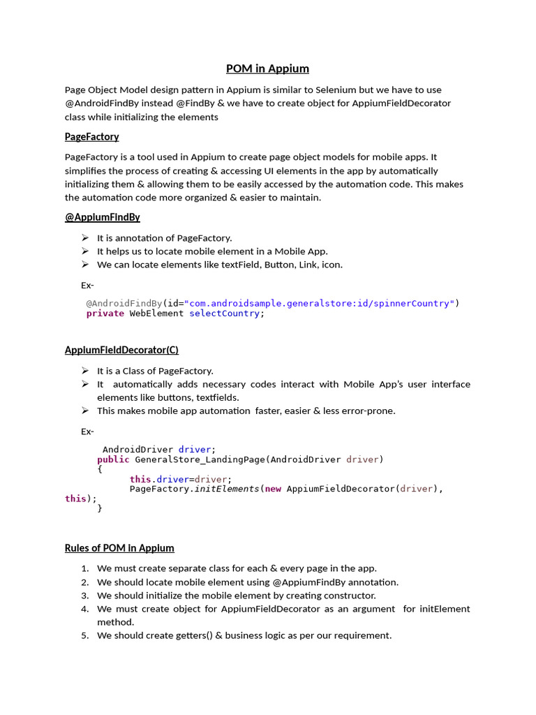 Chapter-8 (POM & Framework) | PDF
