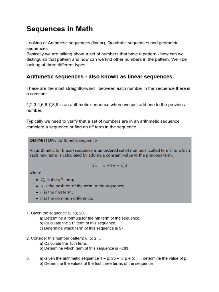Sequences in Math Year 12 | PDF | Sequence | Numbers