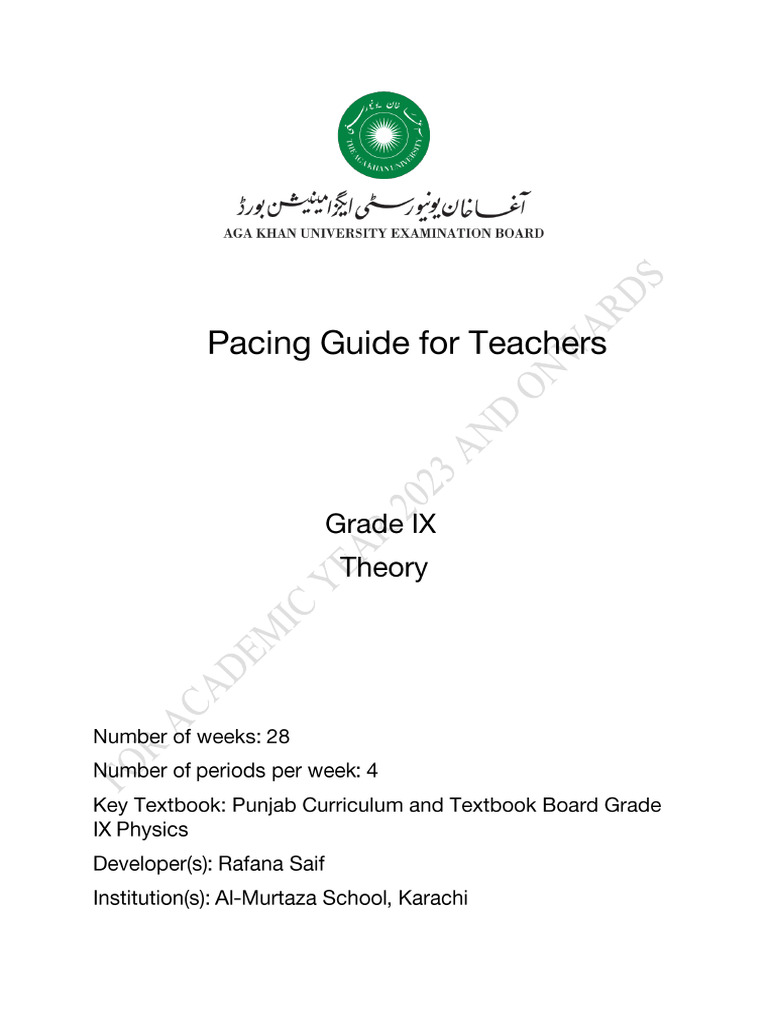 Pacing Guide Physics SSC-I | PDF | Technology & Engineering