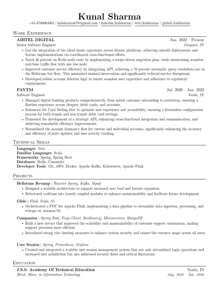 Kunal Sharma Resume | PDF | Information Technology Management | Software Kunal Sharma Resume | PDF | Information Technology Management | Software