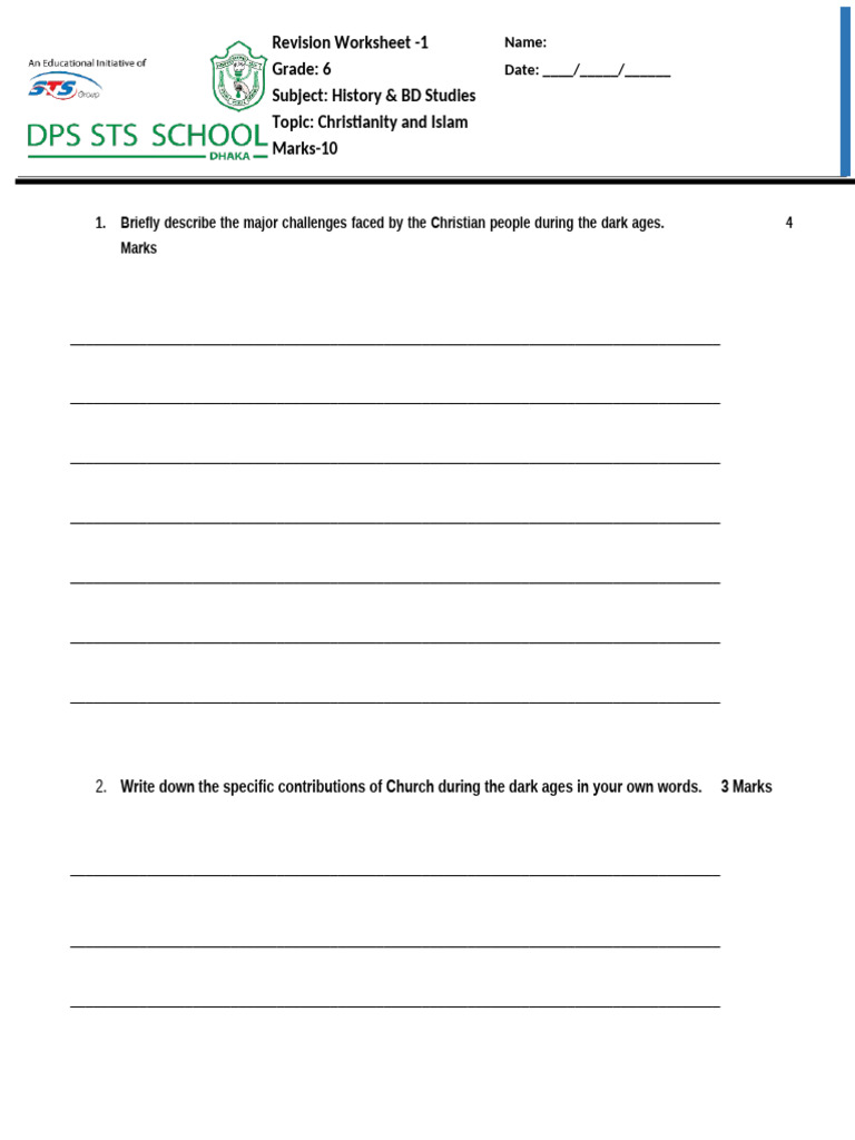 Revision Worksheet - 1 | PDF | Abrahamic Religions