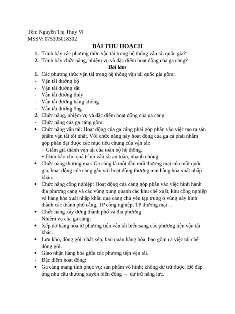 Bài Thu Ho CH 1 | PDF