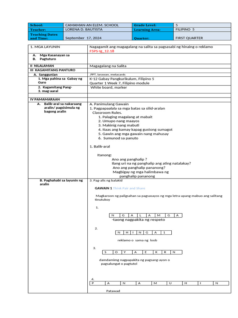 COT 1 DLL Submit | PDF