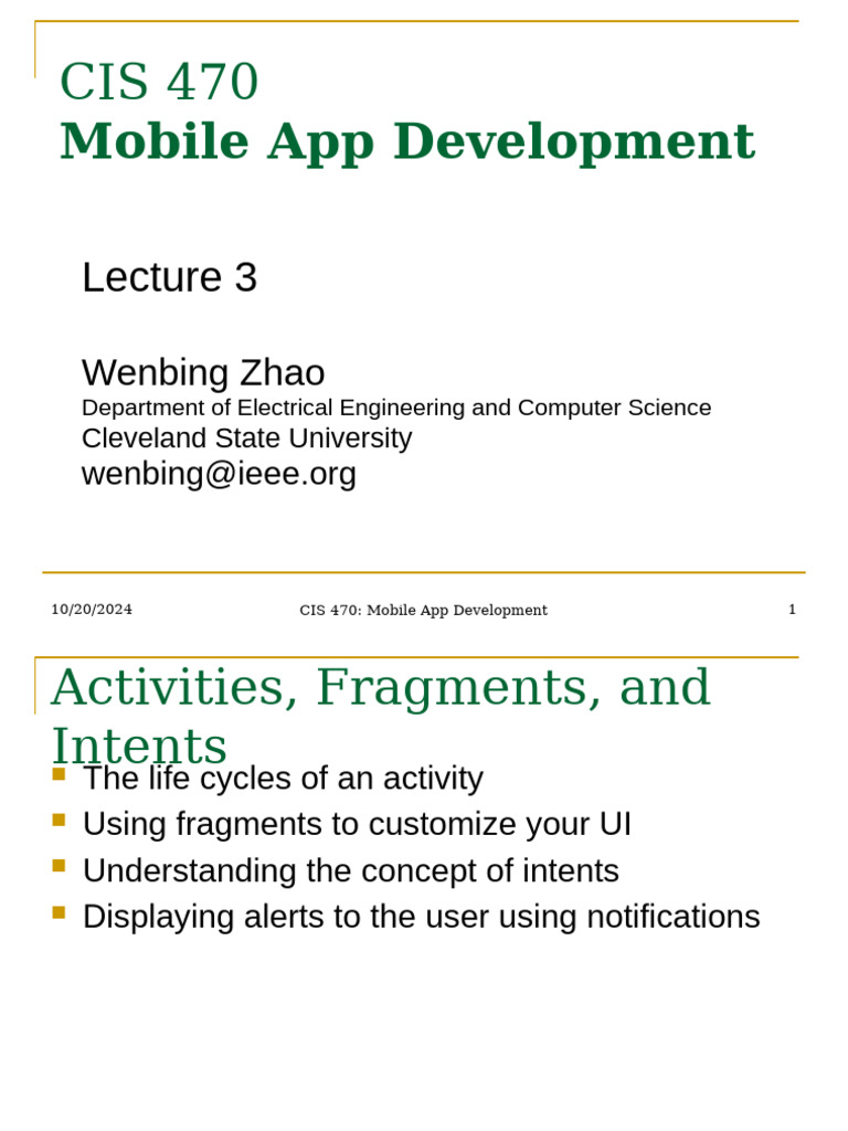 02 Activities and Fragments | PDF | Android (Operating System) | Application Software