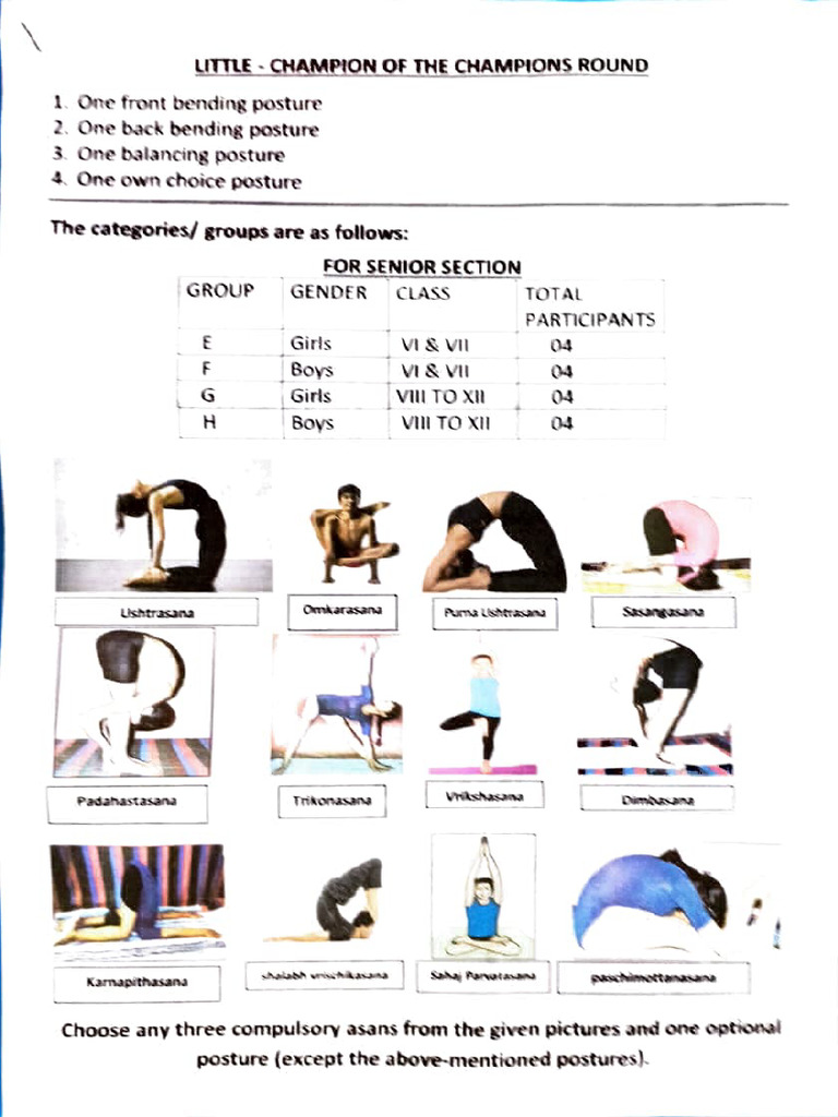 Inter School Yoga Competition 2024 Senior | PDF