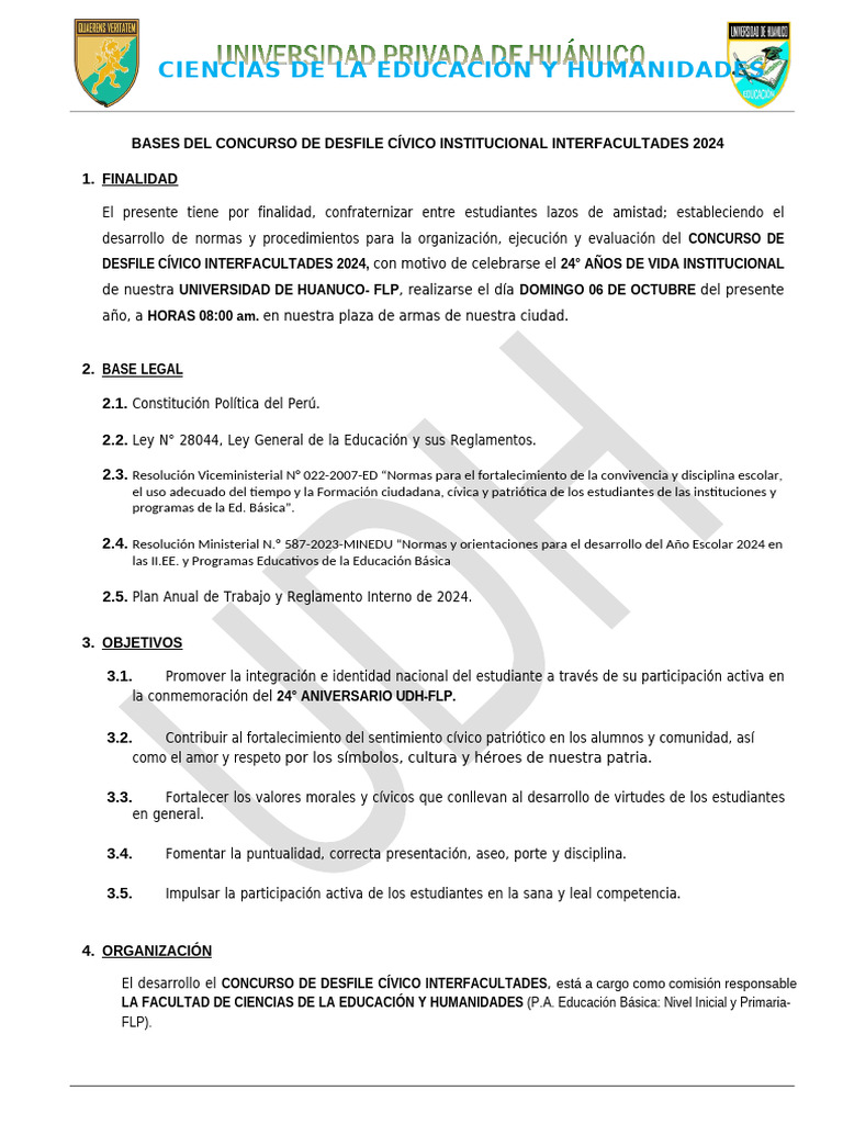 BASES ACTUALIZADAS DEL DESFILE 2024 | PDF